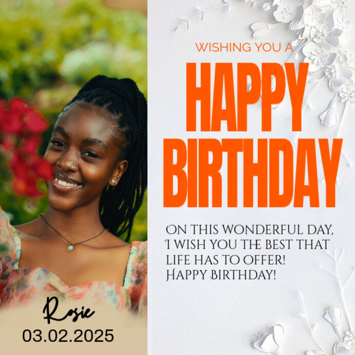 Copy of White Pastel Happy Birthday Post Square (1:1) | PosterMyWall