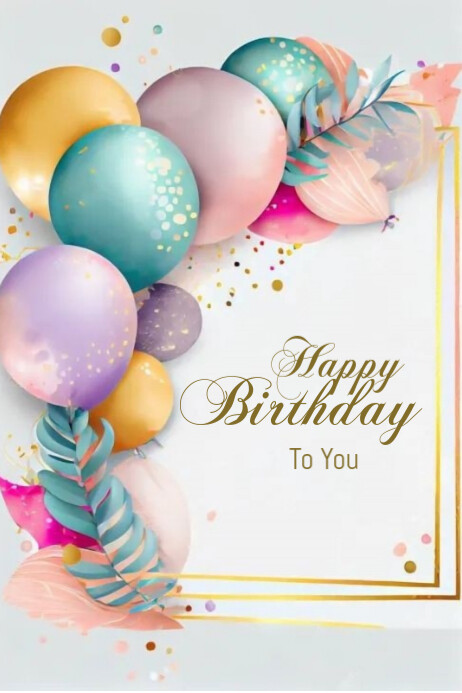 White Pastel Happy Birthday Poster Template | PosterMyWall