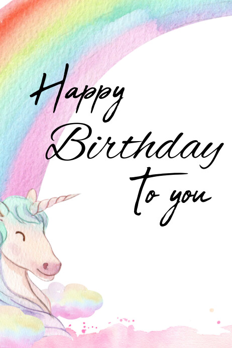 White Pastel Happy Birthday Poster Template | PosterMyWall