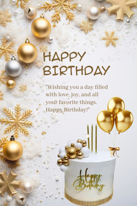 White Pastel Happy Birthday Poster Template | PosterMyWall
