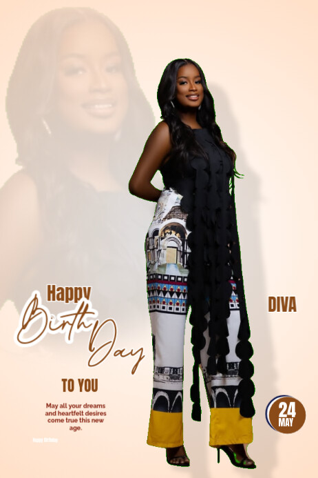 White Pastel Happy Birthday Templates Posters Poster | PosterMyWall