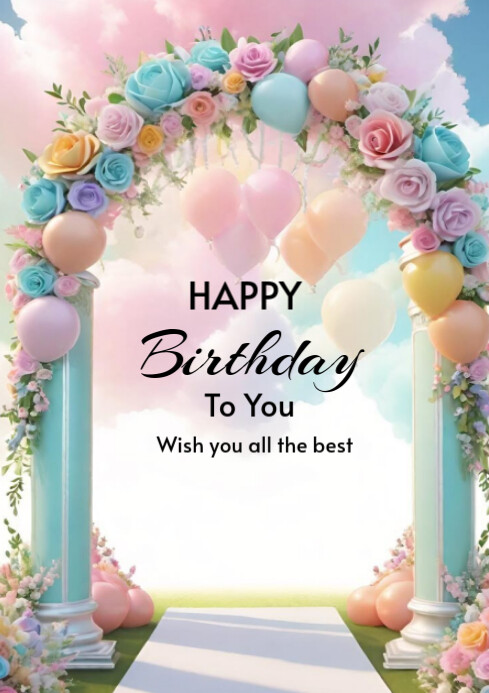 White Pastel Happy Birthday To You A4 Template | PosterMyWall