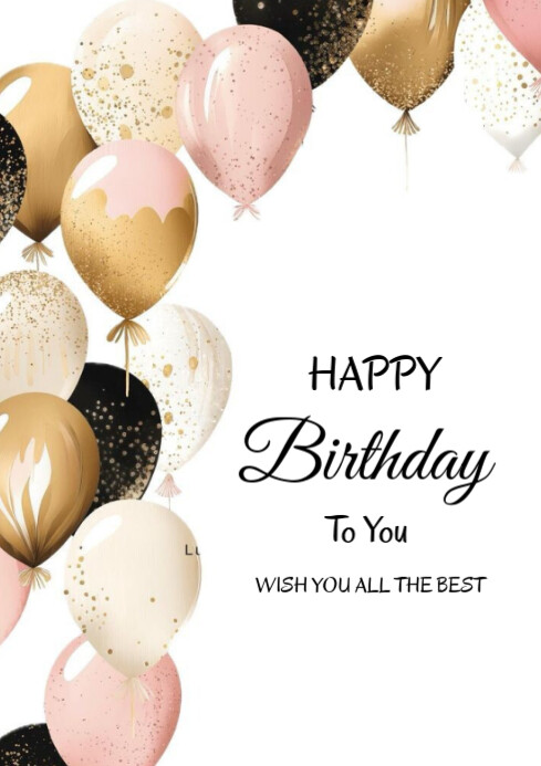 Copy of White Pastel Happy Birthday To You A4 | PosterMyWall