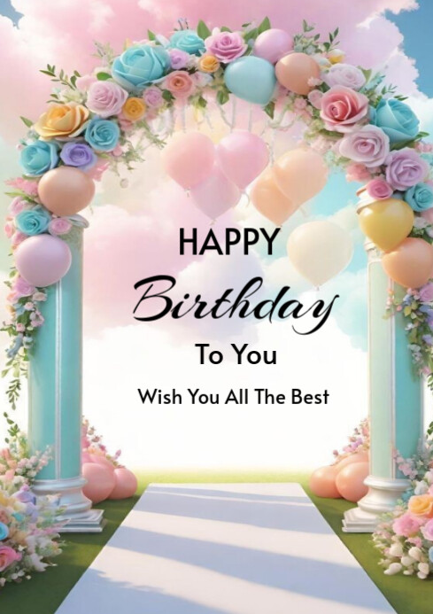 Copy of White Pastel Happy Birthday To You A4 | PosterMyWall