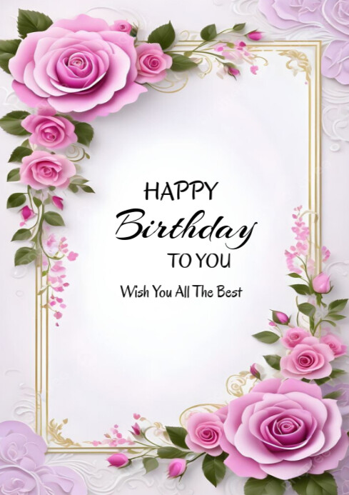 White Pastel Happy Birthday To You A4 Template | PosterMyWall