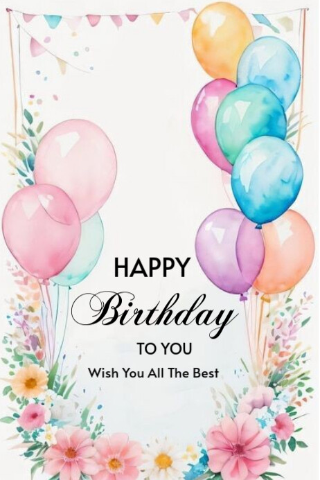 White Pastel Happy Birthday To You Poster Template | PosterMyWall