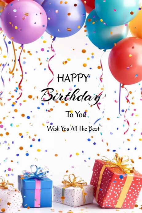White Pastel Happy Birthday To You Poster Template | PosterMyWall