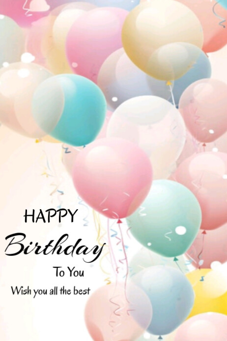White Pastel Happy Birthday To You Poster Template | PosterMyWall