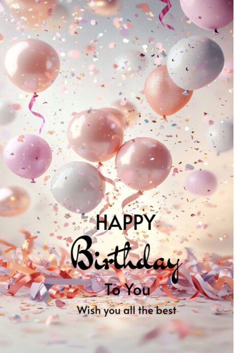 White Pastel Happy Birthday To You Poster Template | PosterMyWall
