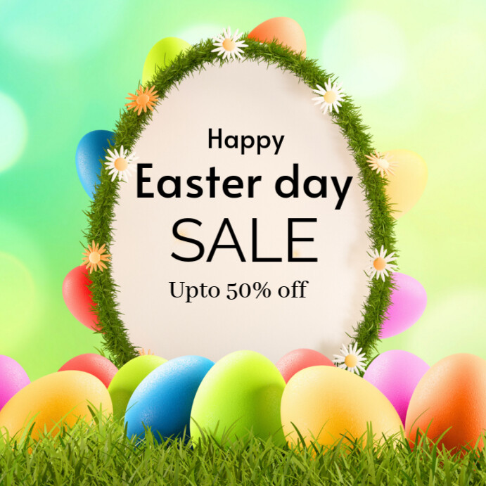 White Pastel Happy Easter Day Sales Instagram Post Template | PosterMyWall