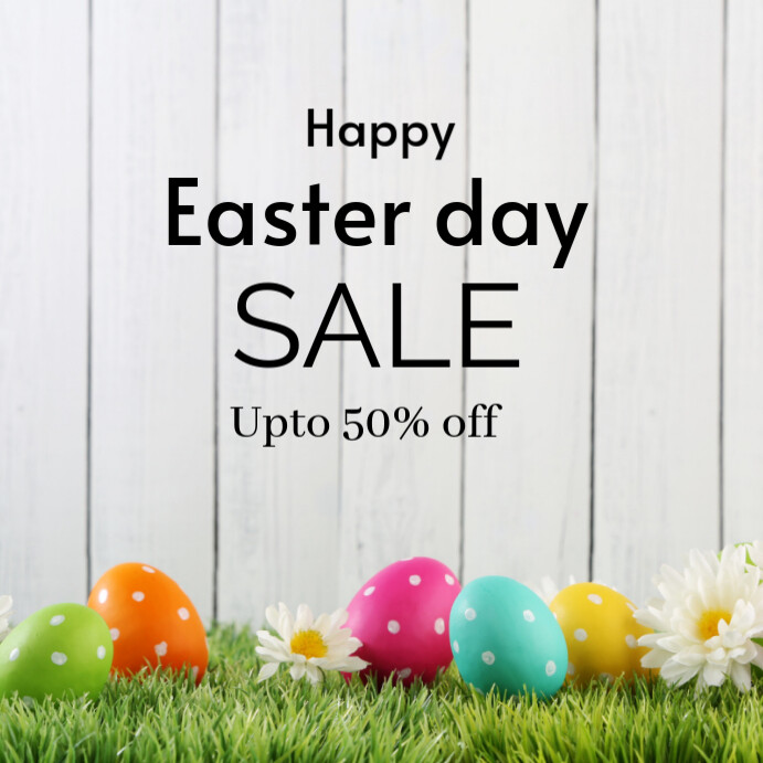 White Pastel Happy Easter Day Sales Instagram Post Template | PosterMyWall
