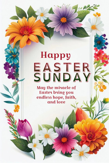 White Pastel Happy Easter Sunday Banner 4' × 6' Template | PosterMyWall