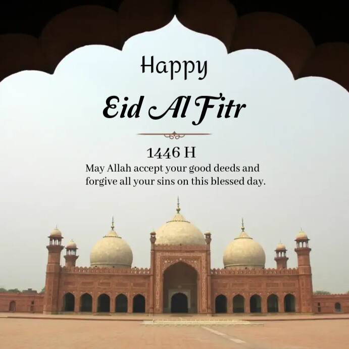 White Pastel Happy Eid Al Fitr Mubarak Cards Instagram Post Template ...