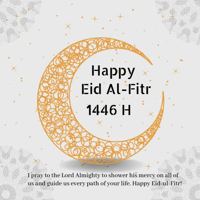 White Pastel Happy Eid Al Fitr Mubarak Cards Instagram Post Template ...