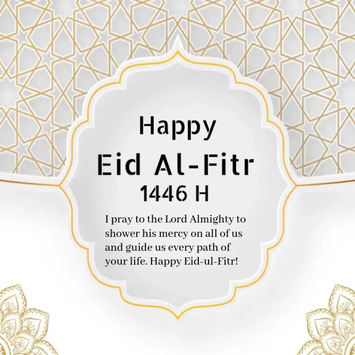 White Pastel Happy Eid Al Fitr Mubarak Cards Instagram Post Template ...