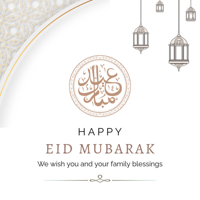 White Pastel Happy Eid Mubarak Celebration Flyers Instagram Post ...