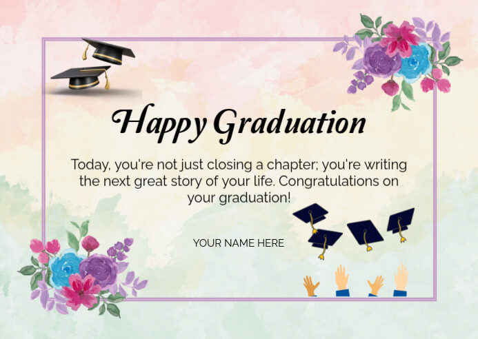 Plantilla de White Pastel Happy Graduation Posters Postcard | PosterMyWall