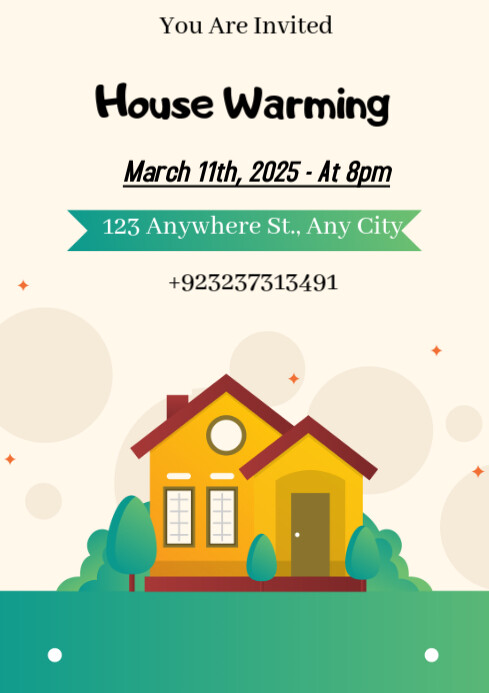 White Pastel Happy House Warming Party Invitation Templates A4 ...