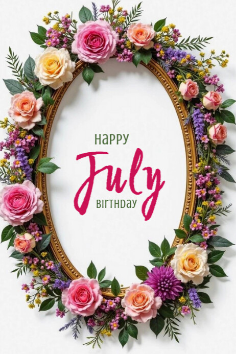 White Pastel Happy July Birthdays Banner 4' × 6' Template | PosterMyWall