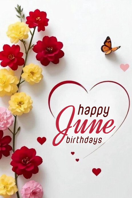 White Pastel Happy June Birthdays Banner 4' × 6' Template | PosterMyWall