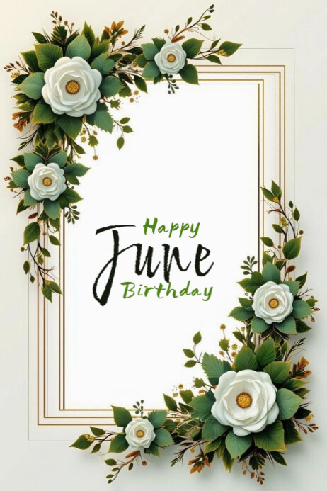 Plantilla de White Pastel Happy June Birthdays Banner 4' × 6 ...