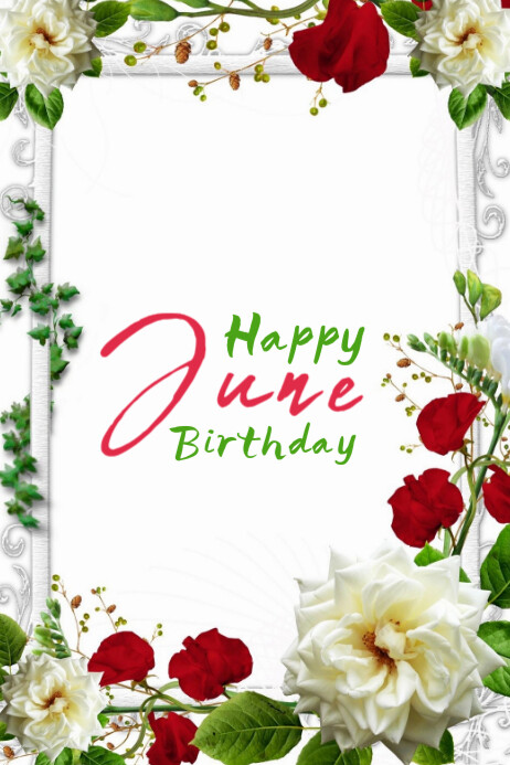 White Pastel Happy June Birthdays Banner 4' × 6' Template | PosterMyWall