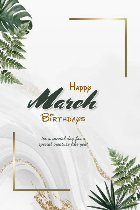 White Pastel Happy March Birthdays Banner 4' × 6' Template | PosterMyWall