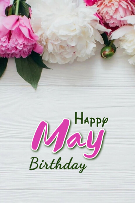 Copy of White Pastel Happy May Birthdays Banner 4' × 6' | PosterMyWall