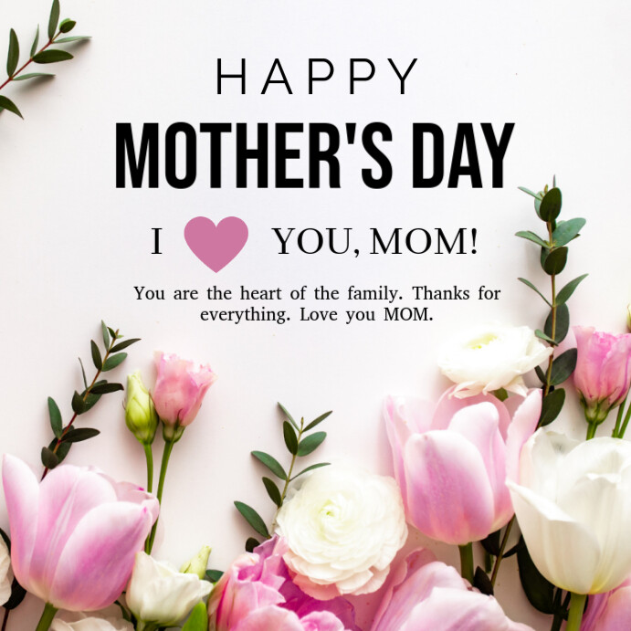 White Pastel Happy Mother's Day Celebration Wishes Instagram Post Template | PosterMyWall