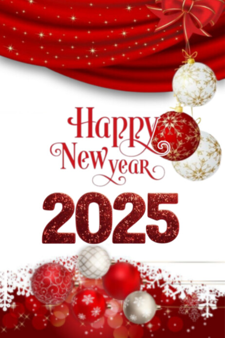 White Pastel Happy New Year 2025 Celebration Post Template | PosterMyWall
