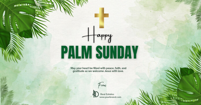 White Pastel Happy Palm Sunday Facebook Shared Image Template ...