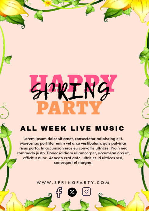 Copy of White Pastel Happy Spring Party A4 | PosterMyWall