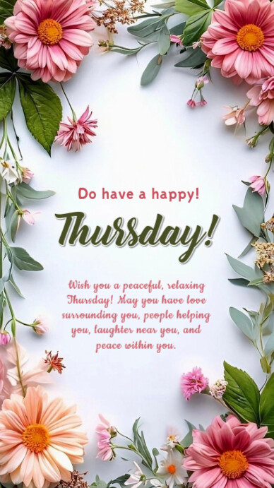 White Pastel Happy Thursday Whatsapp Status Template | PosterMyWall