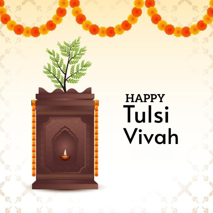 Happy Tulsi Vivah Logo Beautiful Tulsi Vivah Hindu Festival Banner