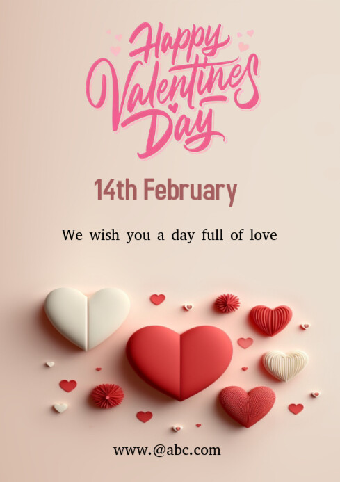White Pastel Happy Valentine's Day A4 Template | PosterMyWall