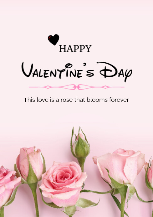 Copy of White Pastel Happy Valentine's Day With Roses And Hearts A4 ...