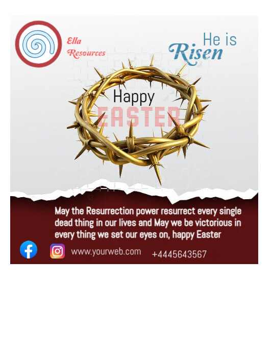 White Pastel He Is Risen Happy Easter Flyer (us Letter) Template | PosterMyWall