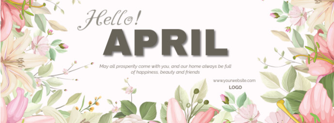 Plantilla de White Pastel Hello April Design Facebook Cover Photo ...