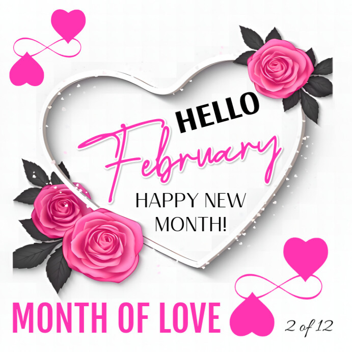 White Pastel Hello February Instagram Post Template | PosterMyWall