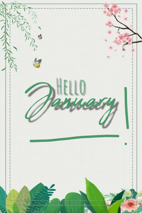 White Pastel Hello January Poster เทมเพลต | PosterMyWall