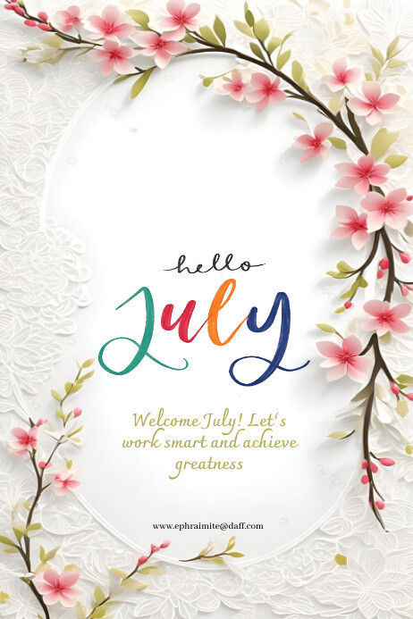 White Pastel Hello July Banner 4' × 6' Template | PosterMyWall