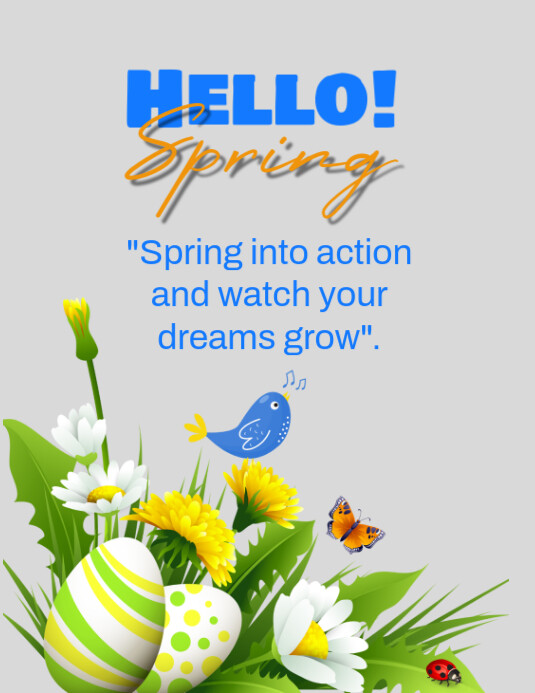 Copy of White Pastel Hello Spring Happy New Month Flyer (us Letter ...