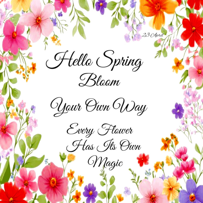 White Pastel Hello Spring Instagram Post Template | PosterMyWall