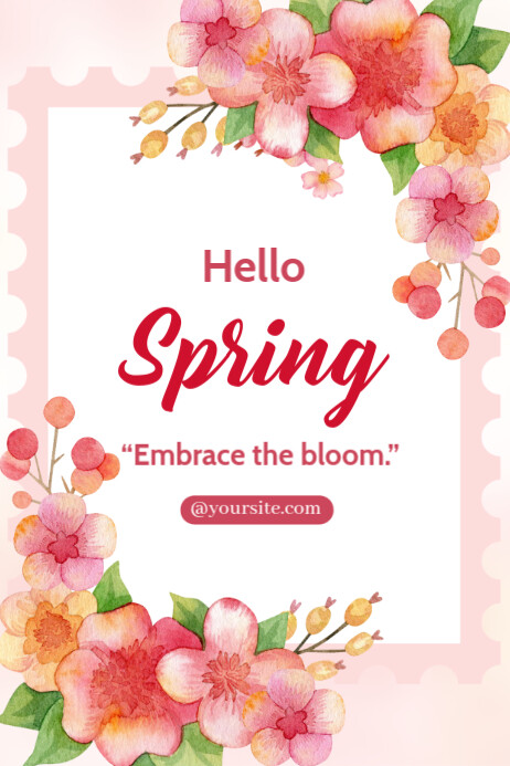 White Pastel Hello Spring Poster Template | PosterMyWall