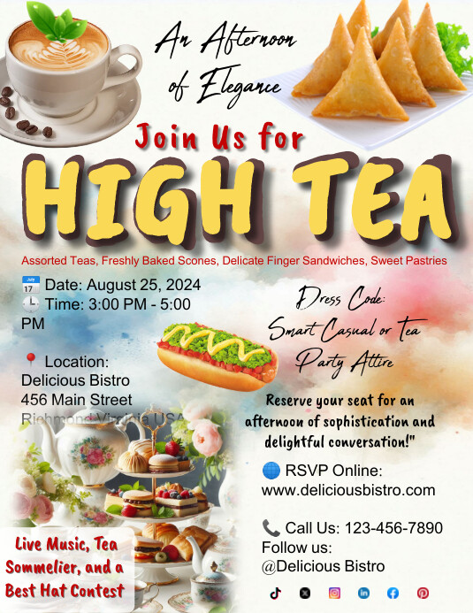 Copy of White Pastel High Tea Event Ad Flyer (us Lett | PosterMyWall