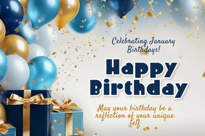 White Pastel January Birthdays Banner 4' × 6' Template | PosterMyWall