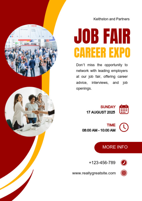 White Pastel Job Fair And Career Expo Poster Design A4 Template ...