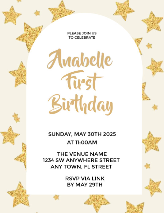 Copy of White Pastel Kids First Birthday Invitation Template Flyer (us ...