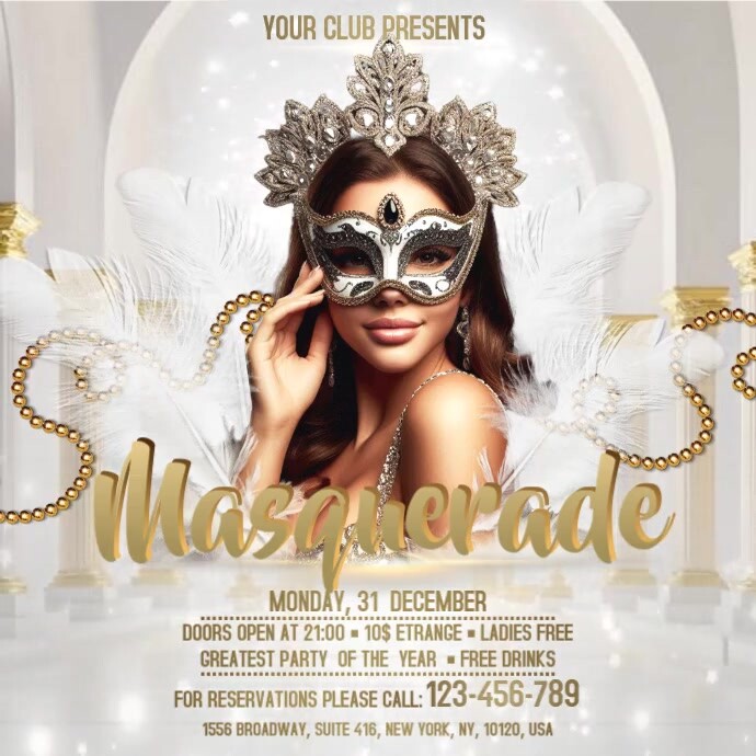 White Pastel Masquerade Instagram Post Template | PosterMyWall