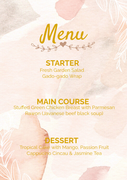 Copy of White Pastel Menu A4 | PosterMyWall